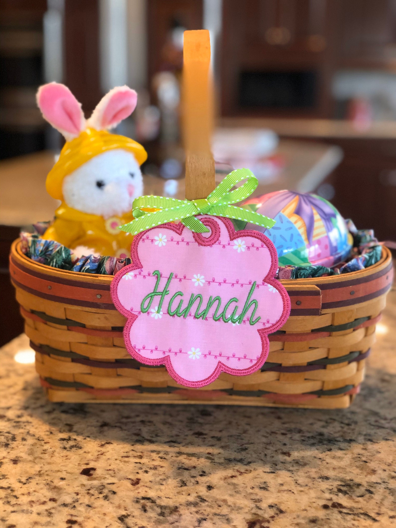 Flower Easter Basket Name Tag Embroidered ,appliqué, Personalized - Etsy