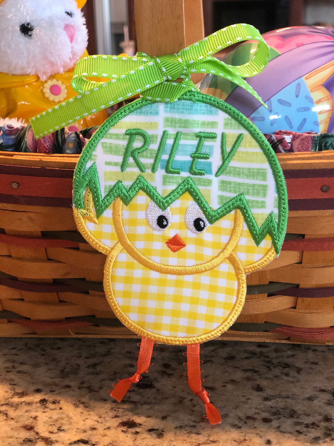 Easter Basket Tags Chick Name Tag Embroidered Personalized - Etsy
