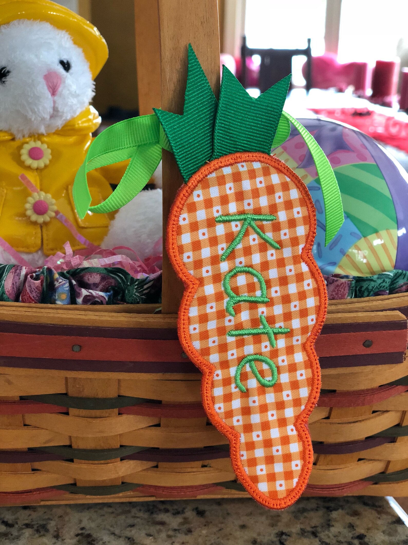 Easter Basket Tag Carrot Personalized Embroidered Appliqué | Etsy