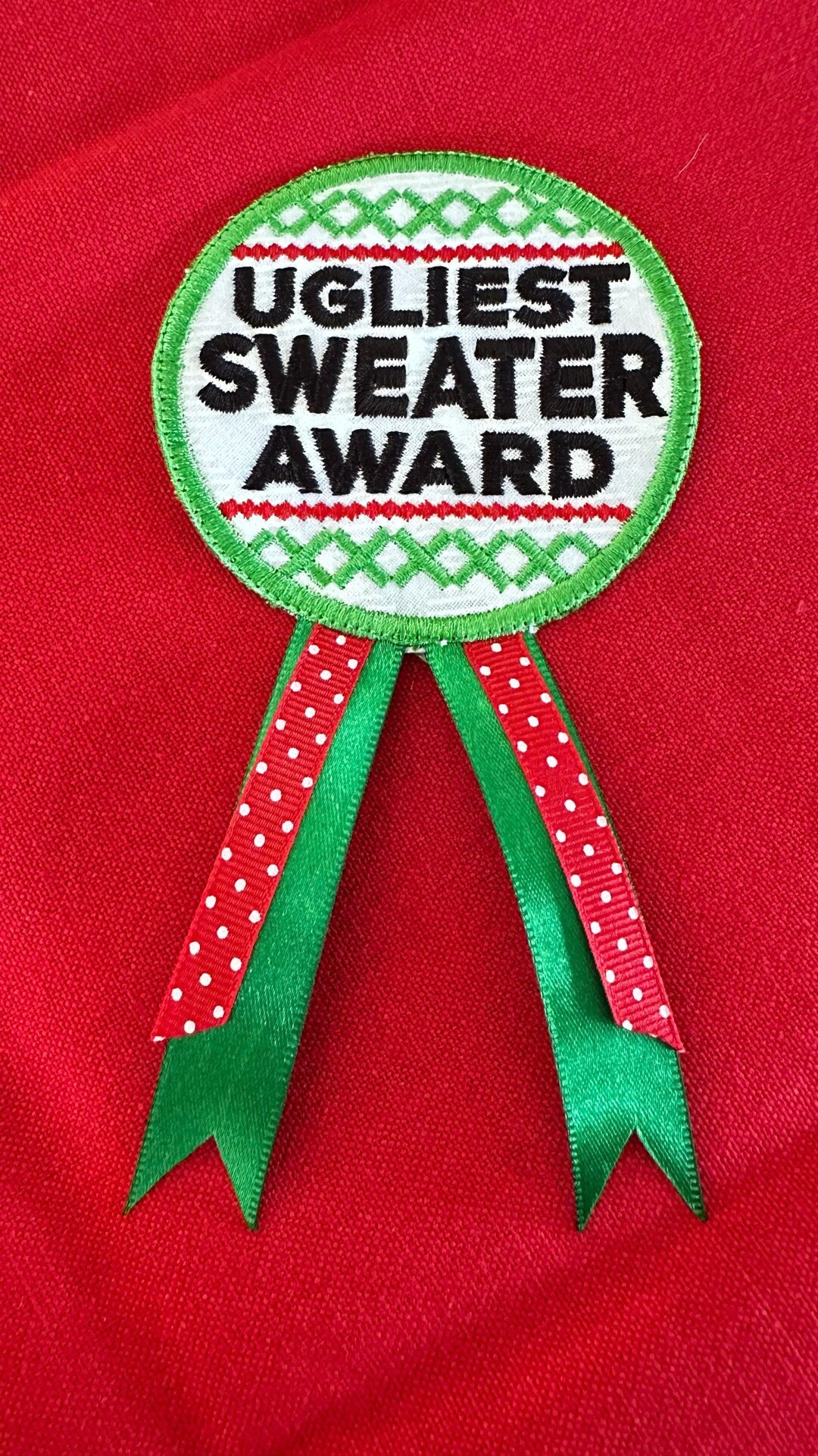 Embroidered Ugly Sweater Award, Embroidered Tag - Etsy