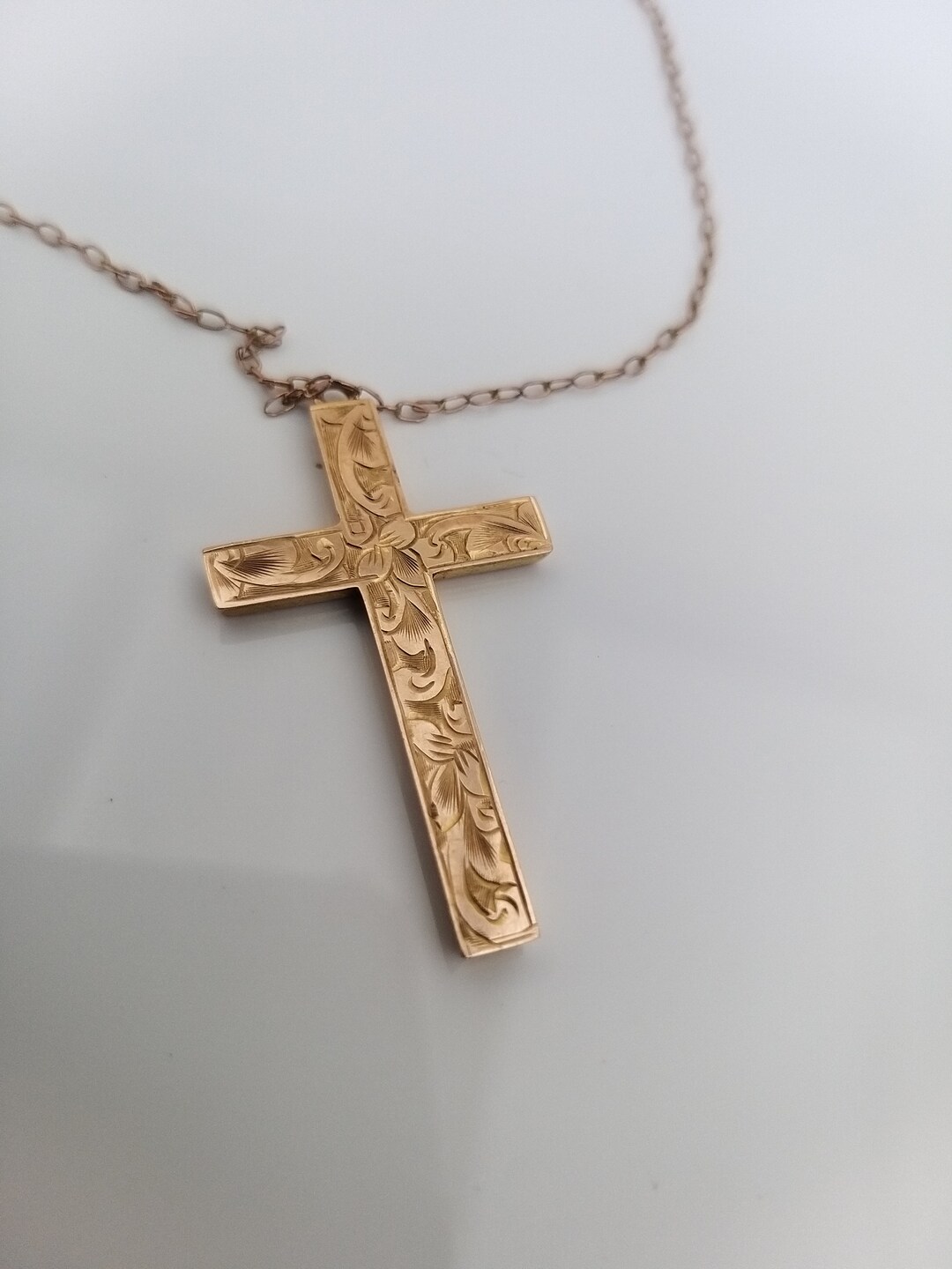 Antique Victorian Large Solid Gold Cross and Gold Chain - Etsy