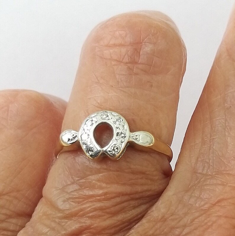 Antique Horse Shoe Shaped Solid Gold Diamond Ring Anniversary | Etsy