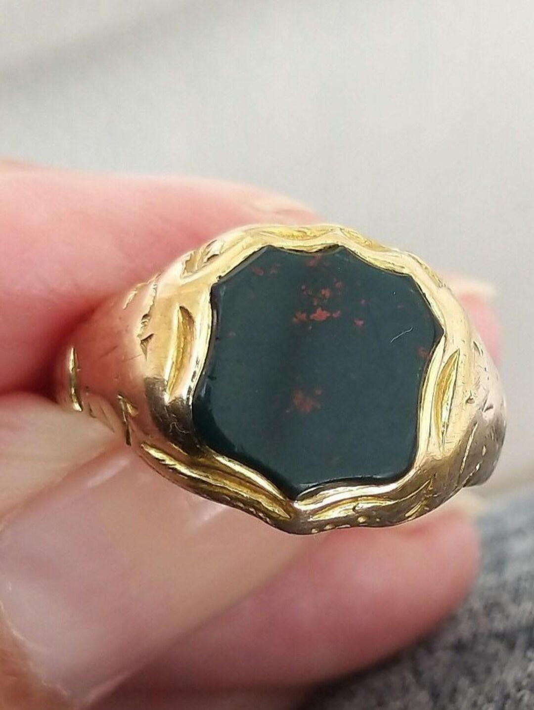 Antique 18ct Gold Signet Ring With Bloodstone Shield Design C1870 ...