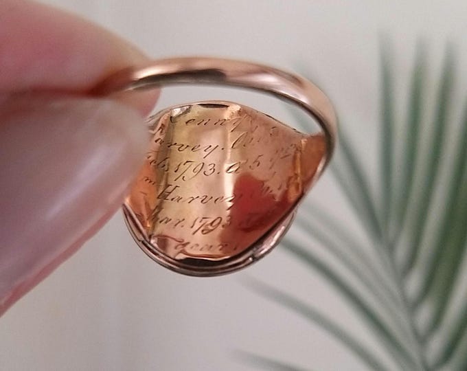 Georgian Gold Signet Ring 1793 With Memorial Inscription Carnelian ...