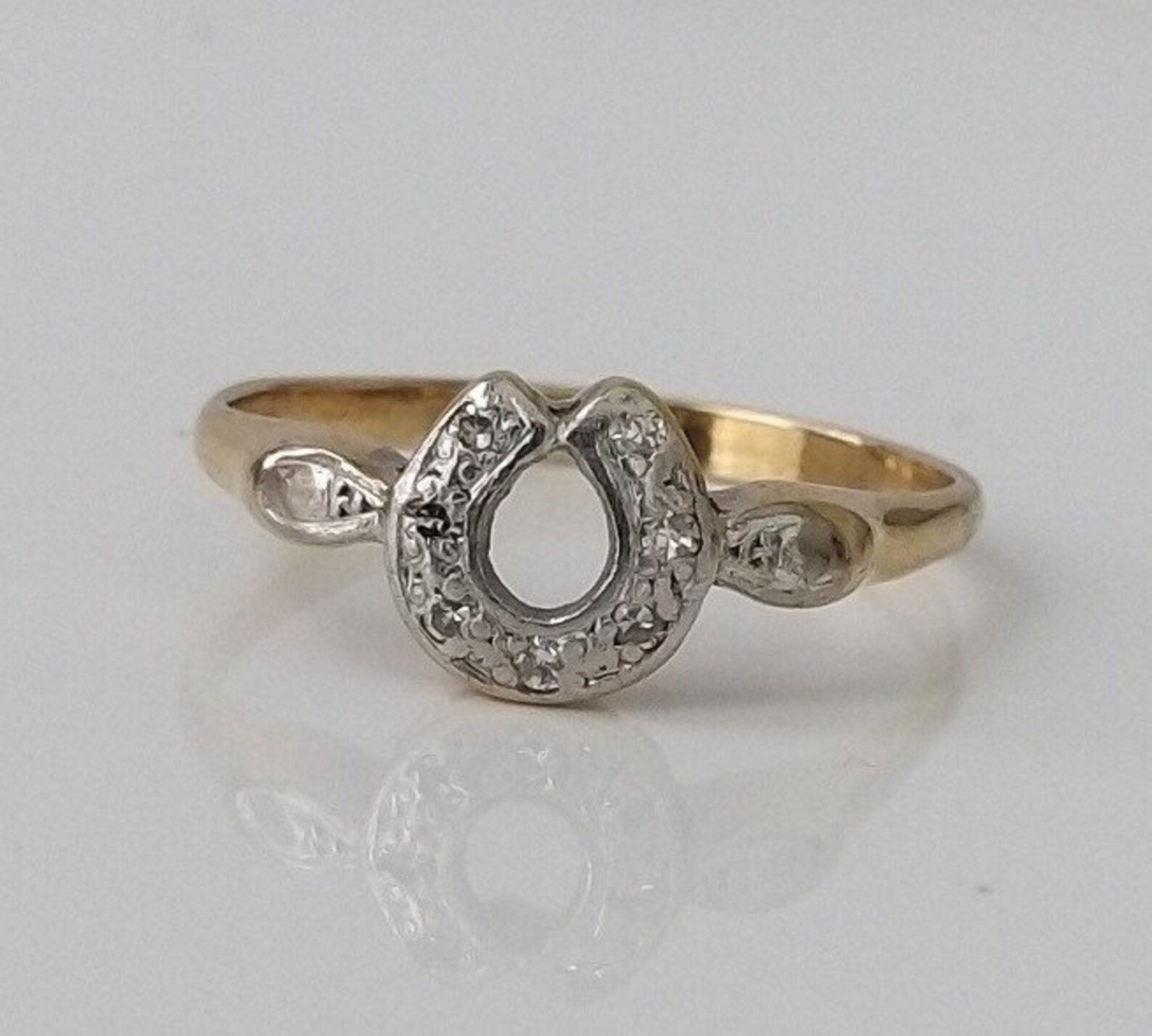 Antique Horse Shoe Shaped Solid Gold Diamond Ring Anniversary - Etsy UK