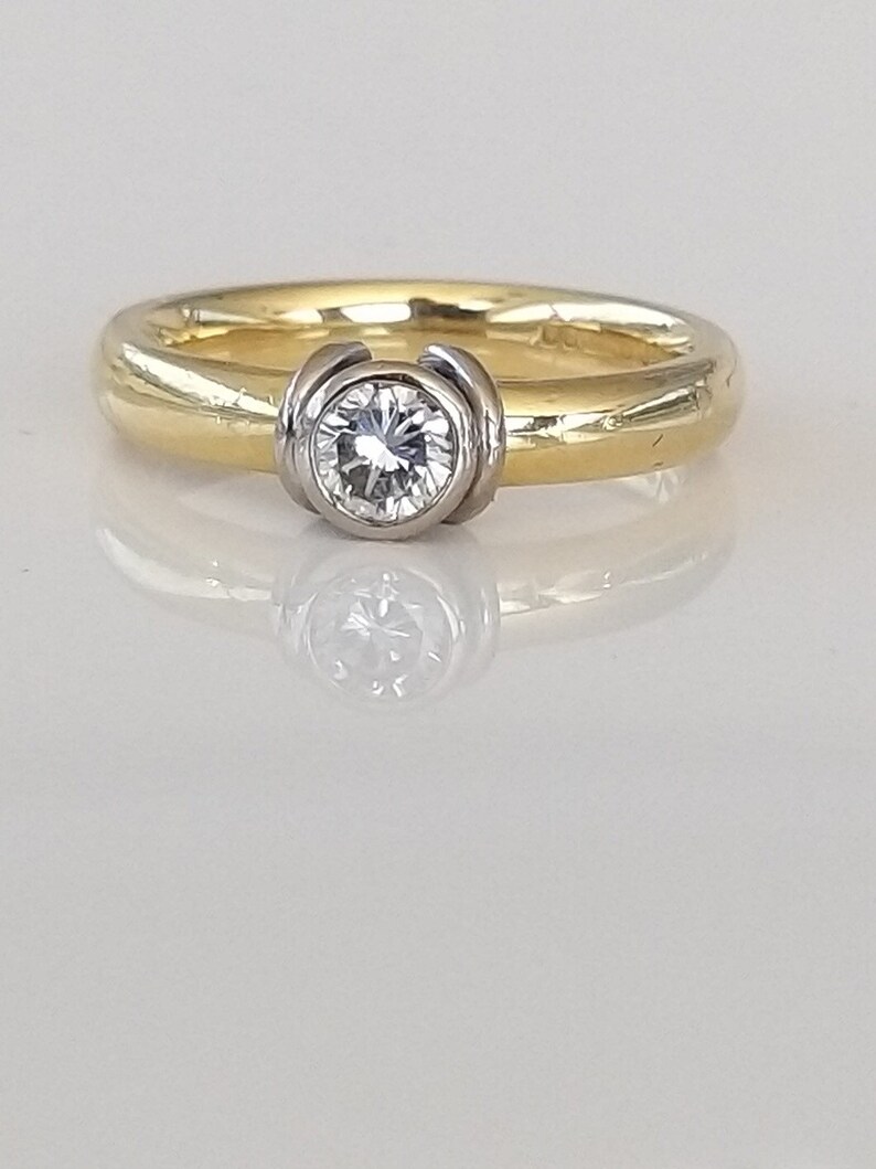 Vintage VS Clarity Diamond Single Stone Gold Ring With Collet - Etsy