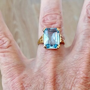 Vintage Blue Spinel Cocktail Ring Rectangular Vibrant Stone ...