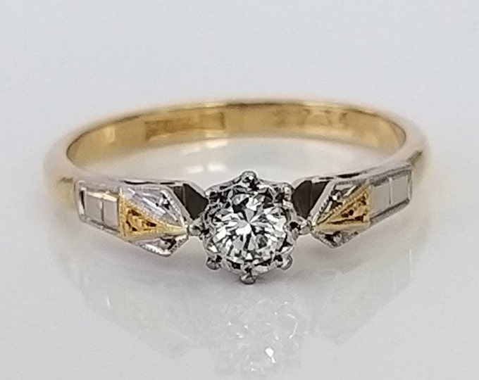 Antique VS Clarity Diamond Solitaire Platinum & Solid Gold Ring ...