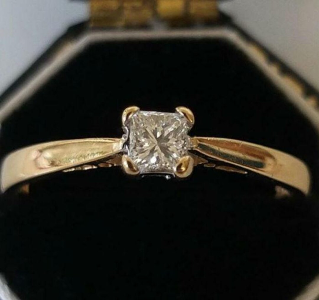Vintage VS Princess Cut Square Shaped Diamond Ring, Anniversary Present ...