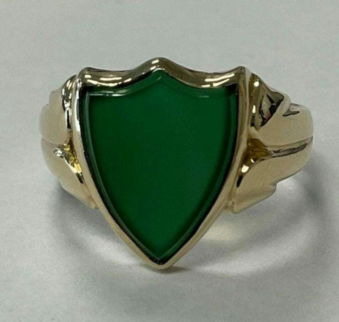Antique 1902 Gold Signet Ring Shield Design, Green Bloodstone ...