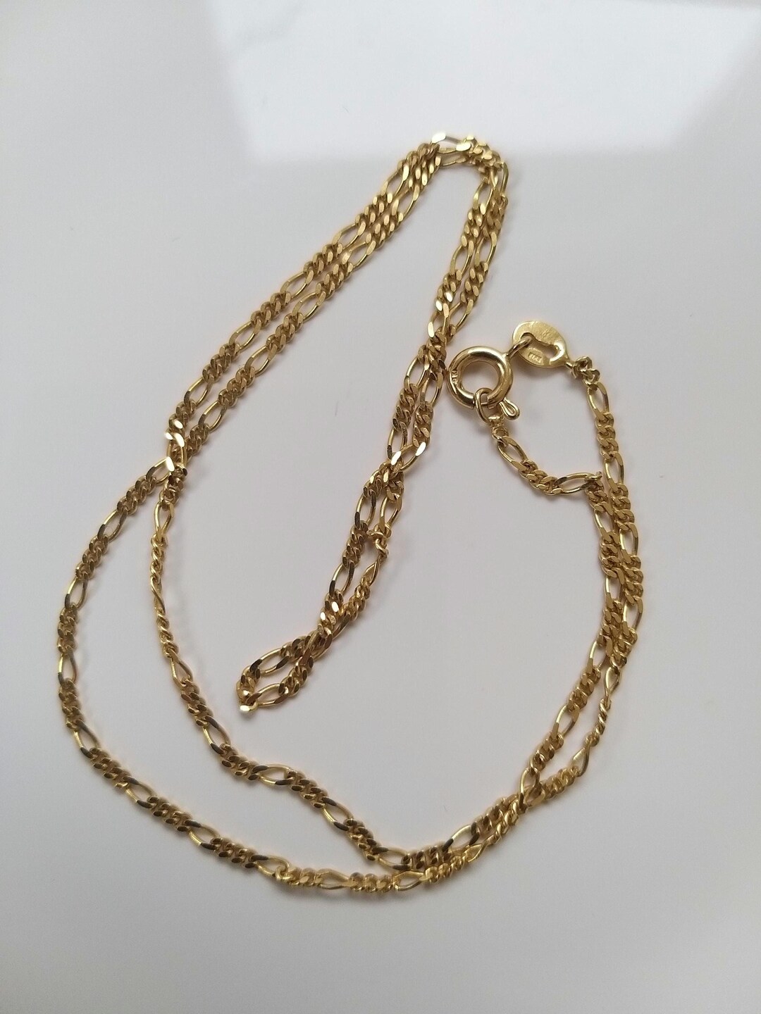 Vintage Solid Gold Figaro Chain Necklace Anniversary Present ...