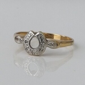 Antique Horse Shoe Shaped Solid Gold Diamond Ring, Anniversary Gift or ...