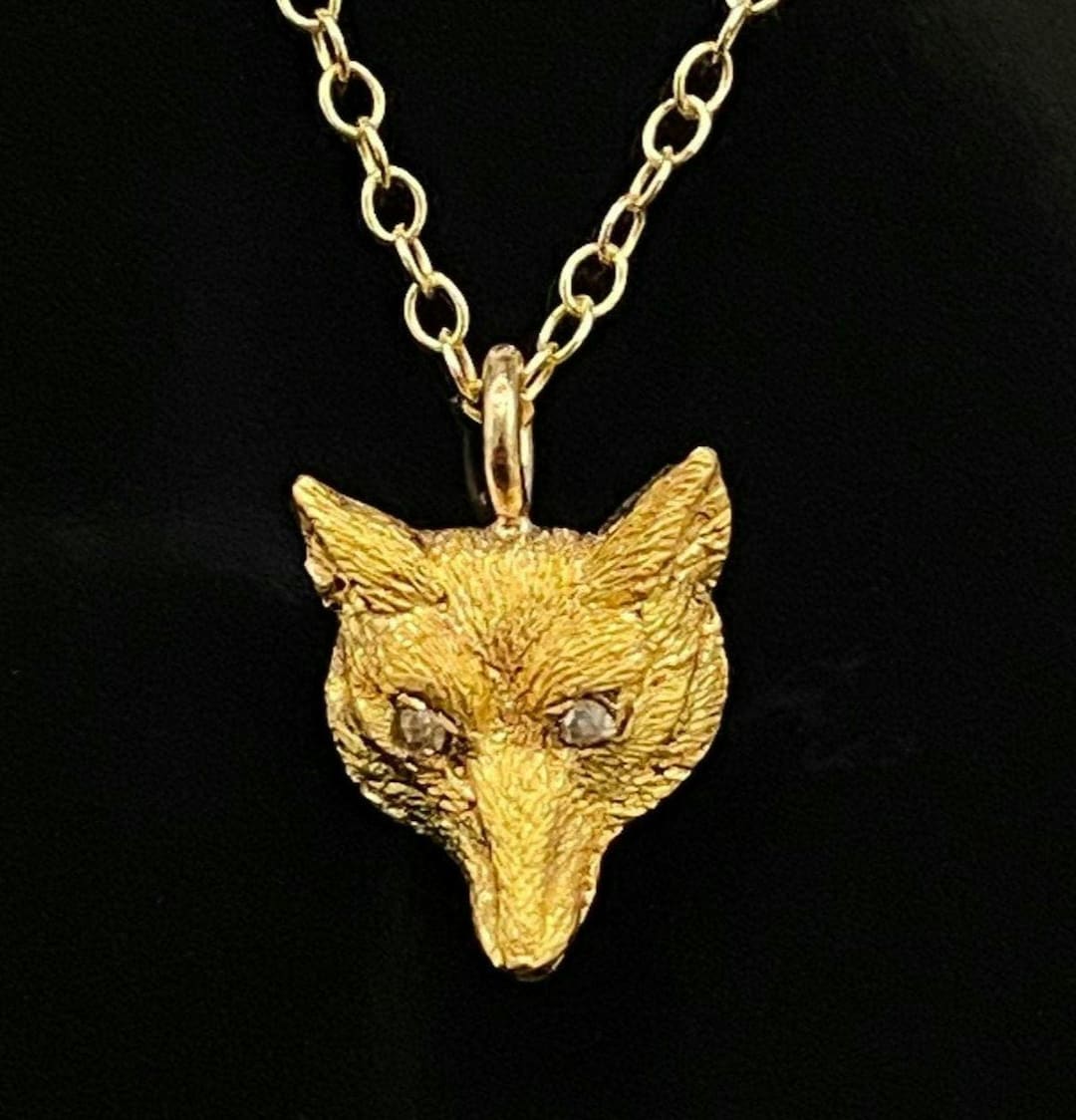 Antique 18ct Gold Fox Pendant With Rose Cut Diamond Eyes - 18ct Gold ...