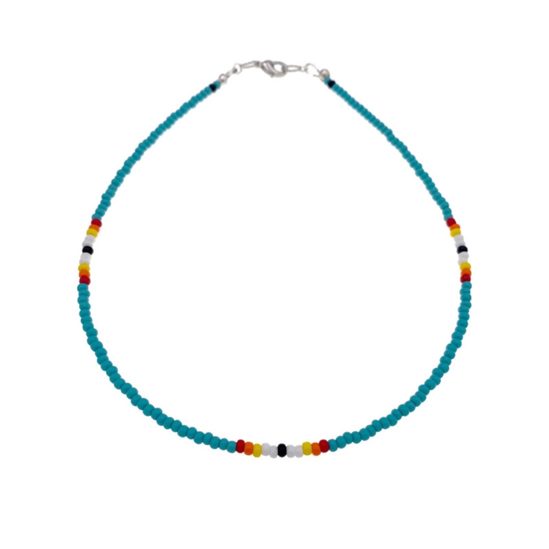 Turquoise Seed Bead Necklace, Native Seed Bead Necklace, Blue Seed Bead ...