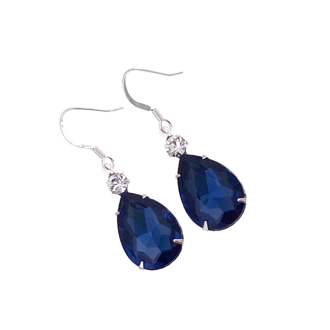Navy Blue Drop Earrings Navy Blue Earrings Navy Earrings - Etsy