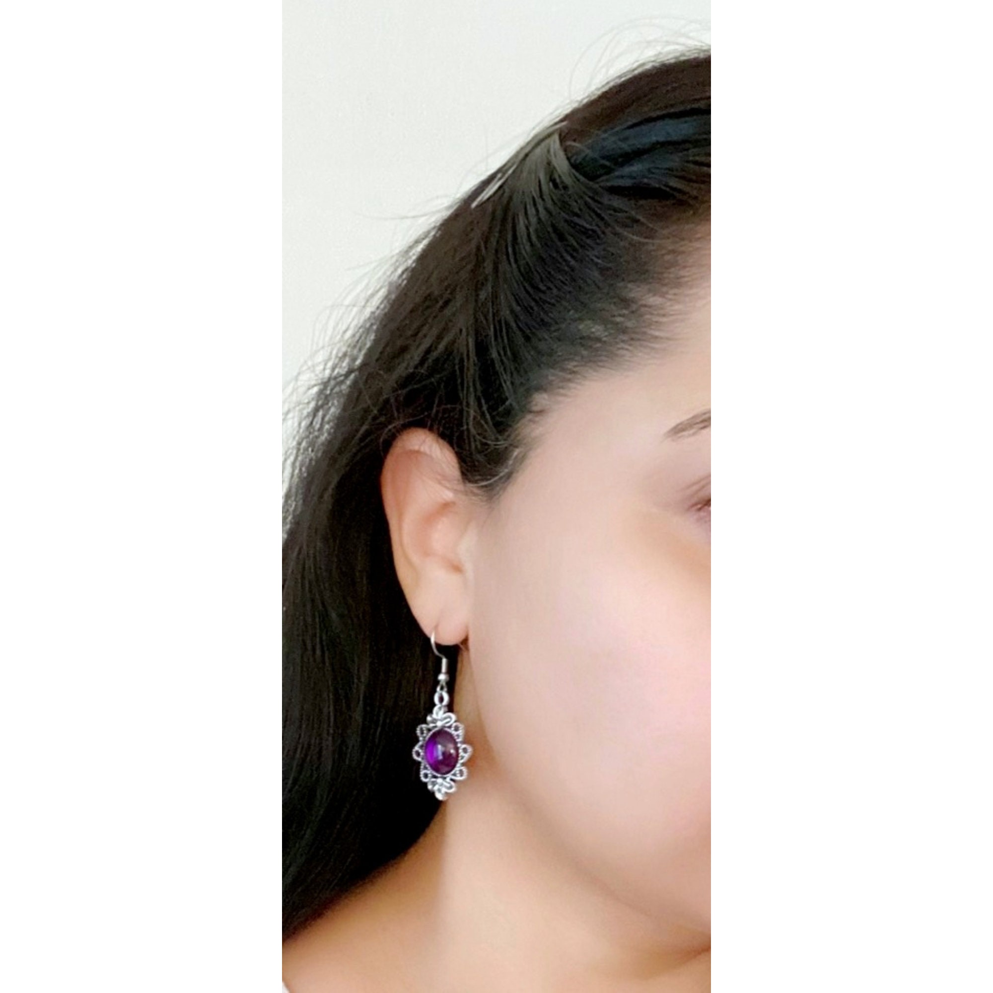 Dark Purple Earrings Deep Purple Earrings Purple Dangle - Etsy