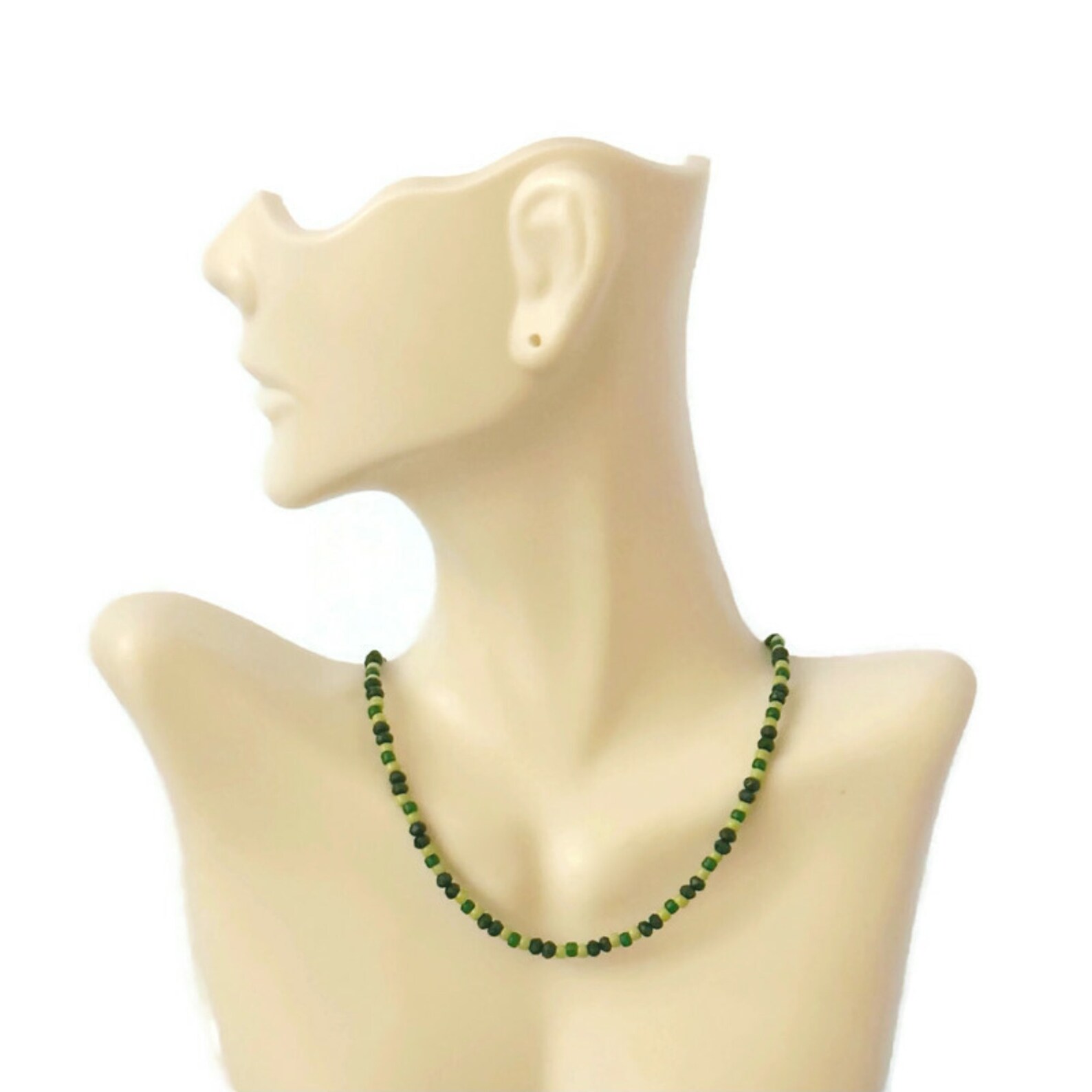 Green Beaded Necklace, Green Seed Bead Necklace, Birthday Gift, Gift ...