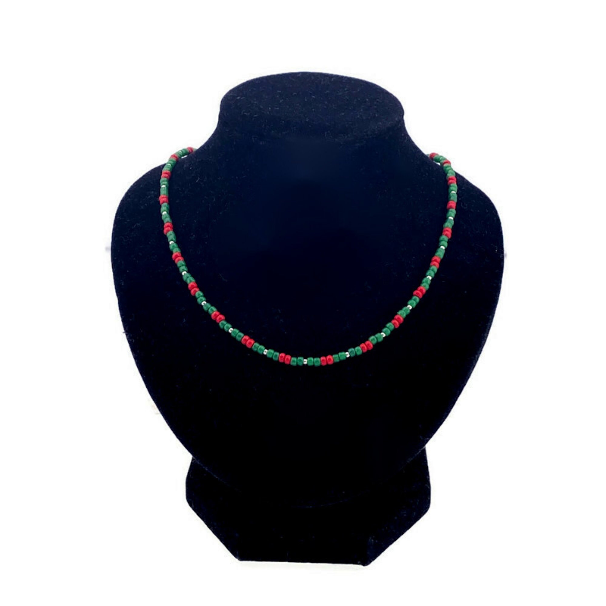 Christmas Seed Bead Necklace, Christmas Choker, Christmas Beaded ...