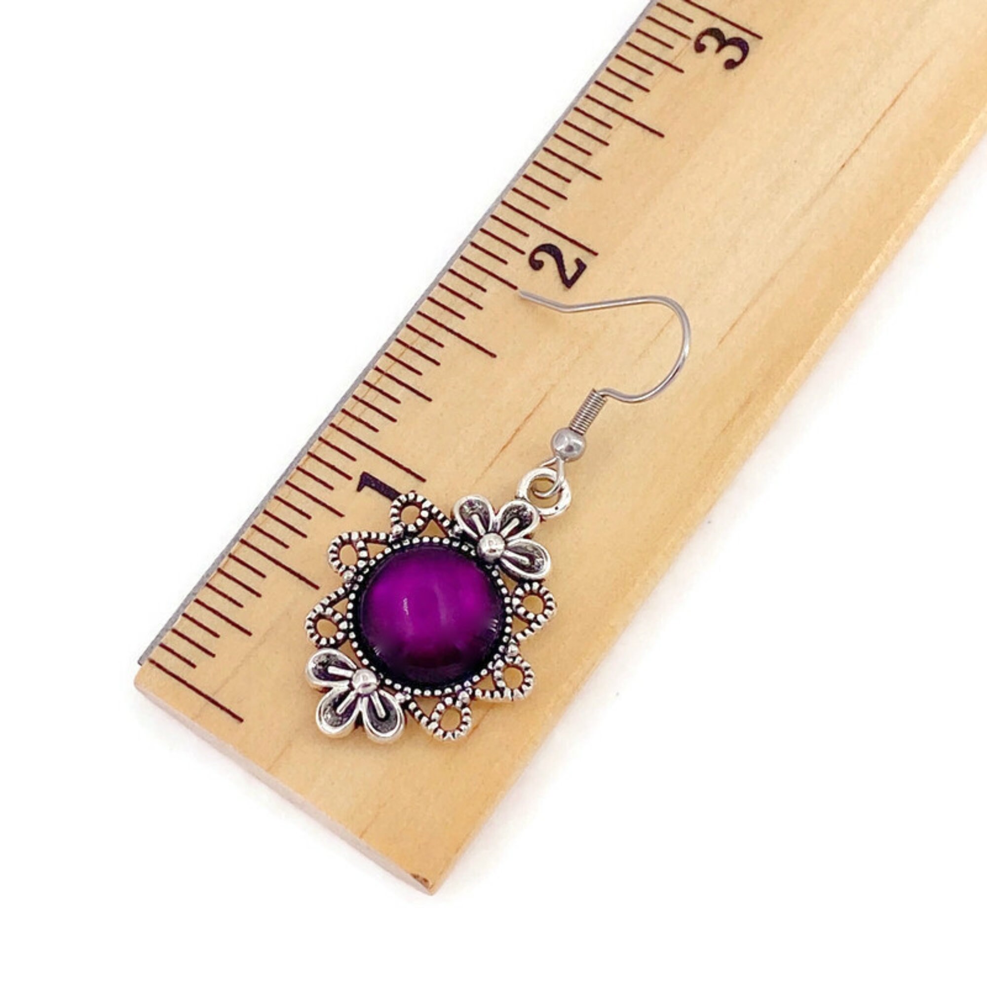 Dark Purple Earrings Deep Purple Earrings Purple Dangle - Etsy