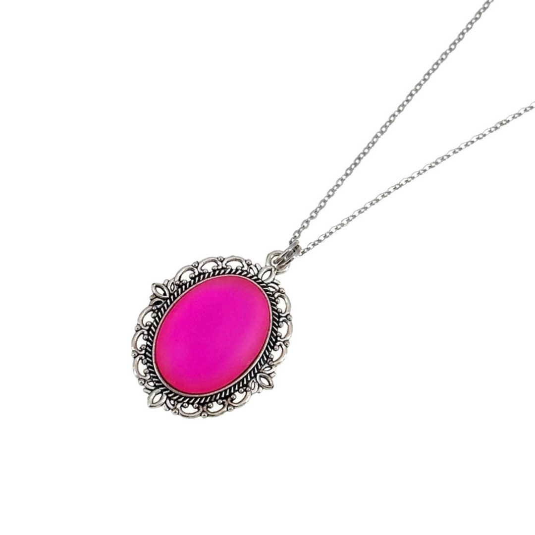 Hot Pink Pendant, Pink Pendant Necklace, Hot Pink Necklace, Bright Pink ...