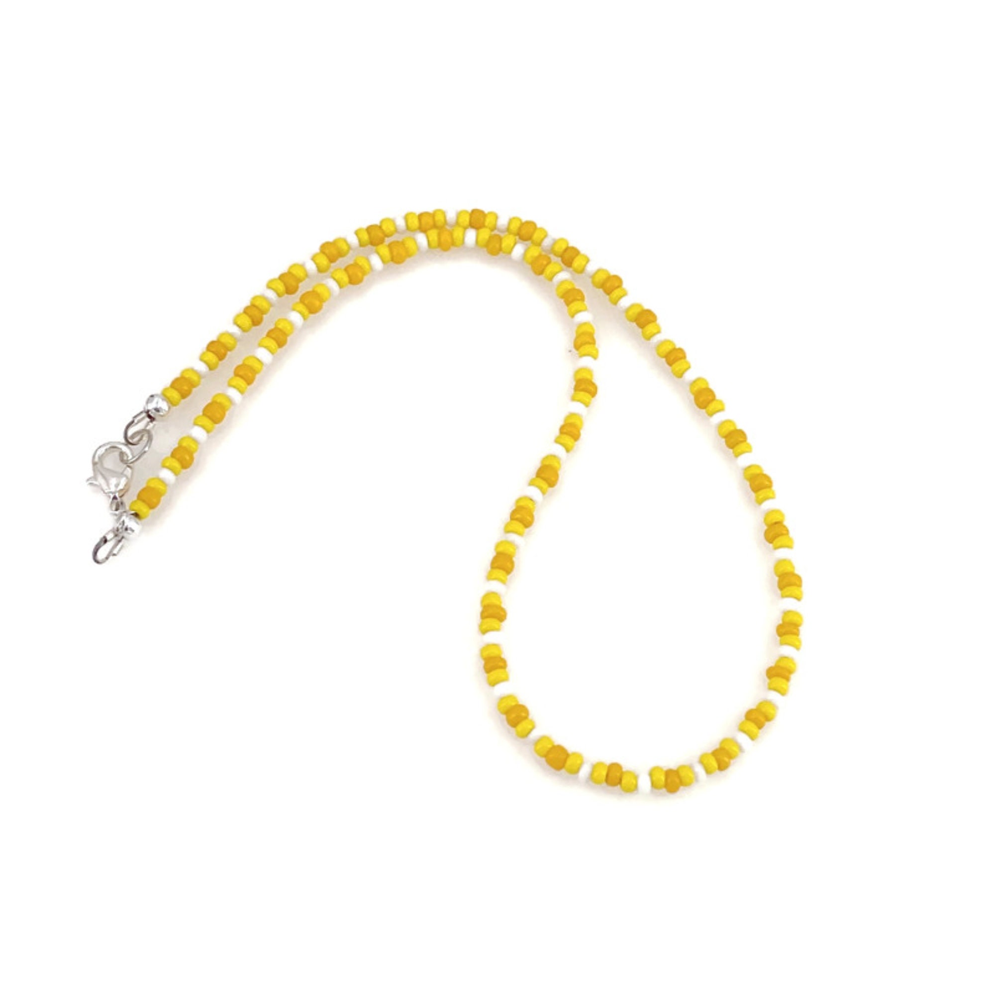 Yellow Seed Bead Necklace Yellow Glass Bead Necklace - Etsy