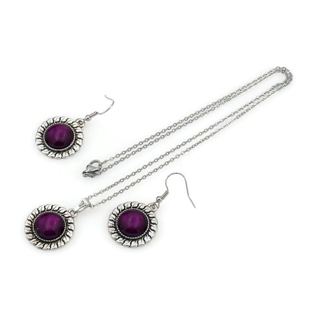 Dark Purple Jewelry Set, Dark Purple Necklace, Dark Purple Earrings ...
