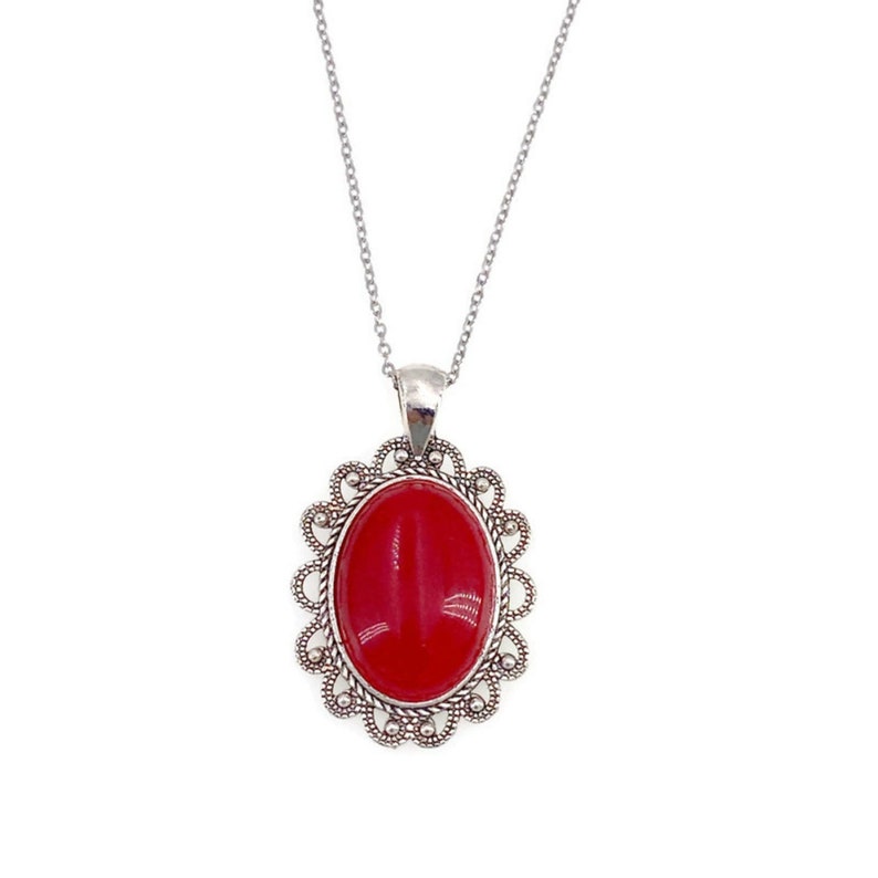 Red Jade Pendant, Red Pendant Chain, Red Pendant Necklace, Red Stone ...