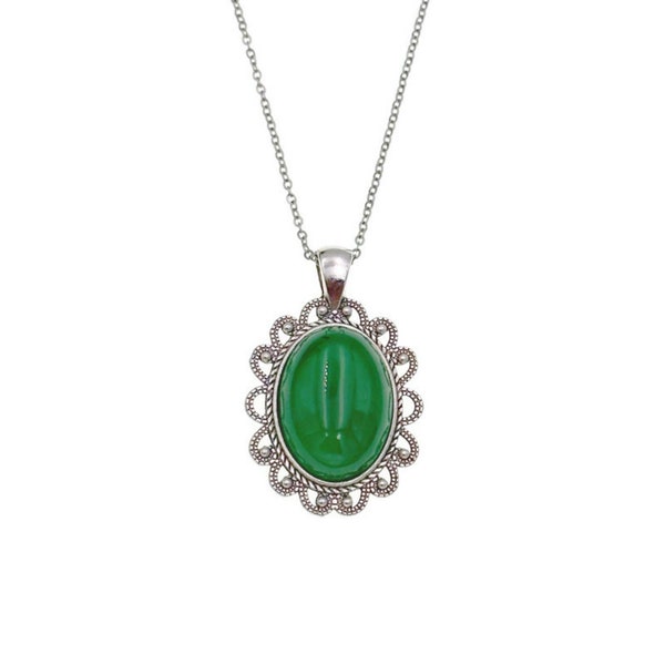 Green Stone Pendant - Etsy