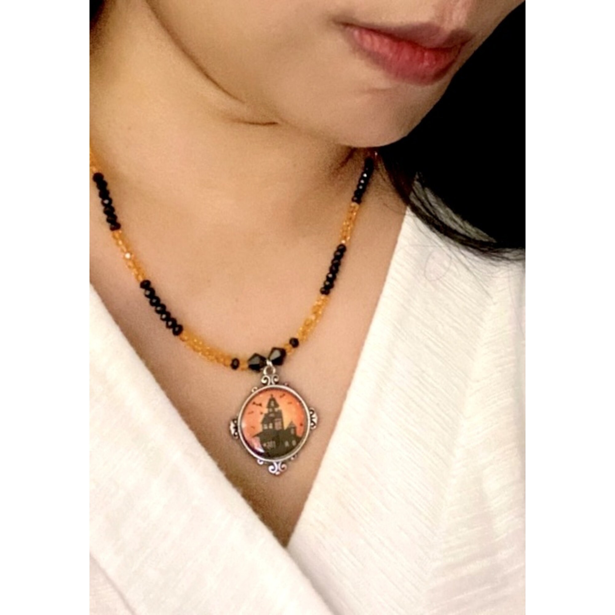 Haunted House Necklace Haunted House Pendant Haunted Mansion - Etsy