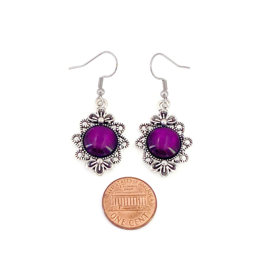Dark Purple Earrings Deep Purple Earrings Purple Dangle - Etsy