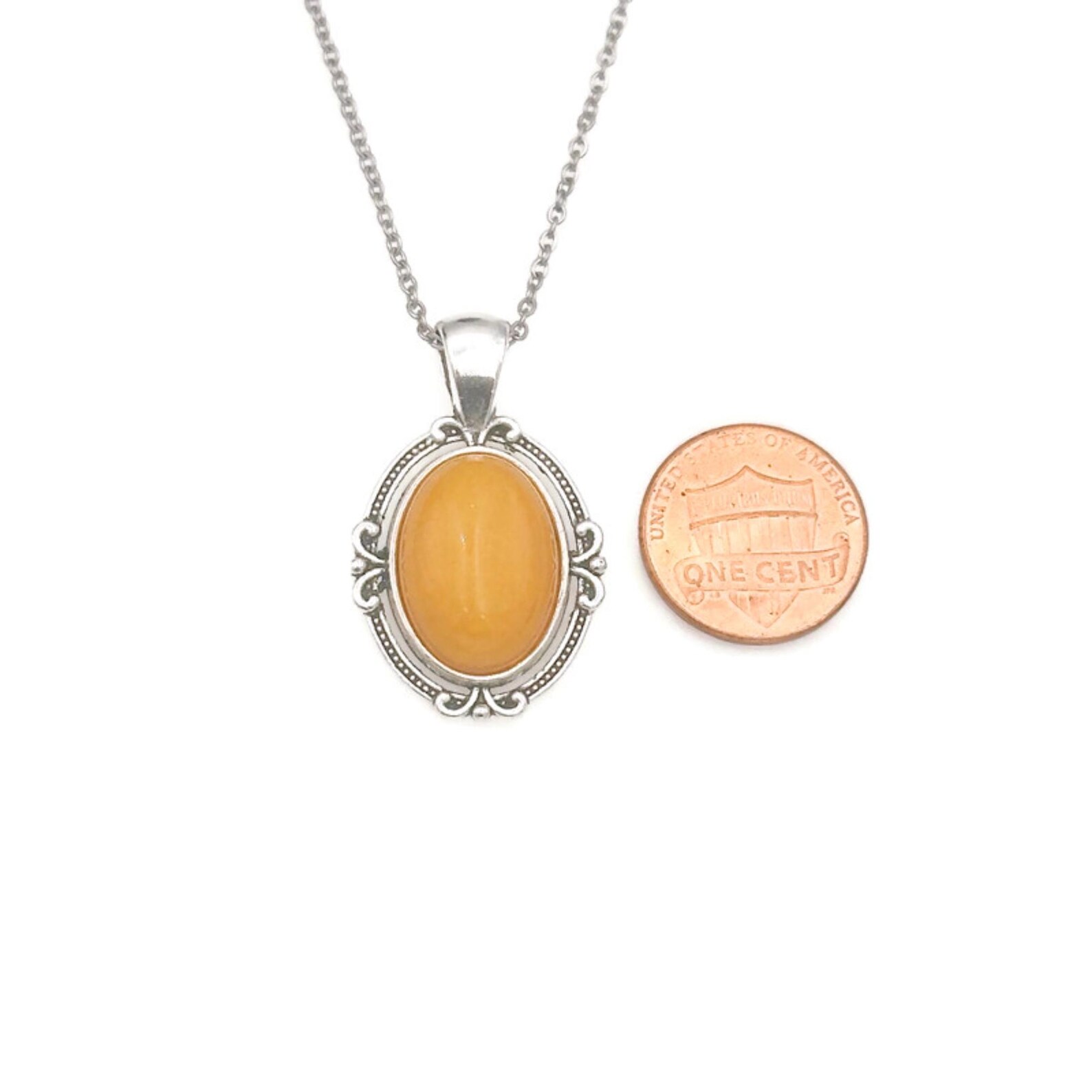 Yellow Jade Pendant, Yellow Pendant Chain, Yellow Pendant Necklace ...