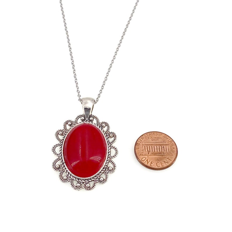 Red Jade Pendant, Red Pendant Chain, Red Pendant Necklace, Red Stone ...