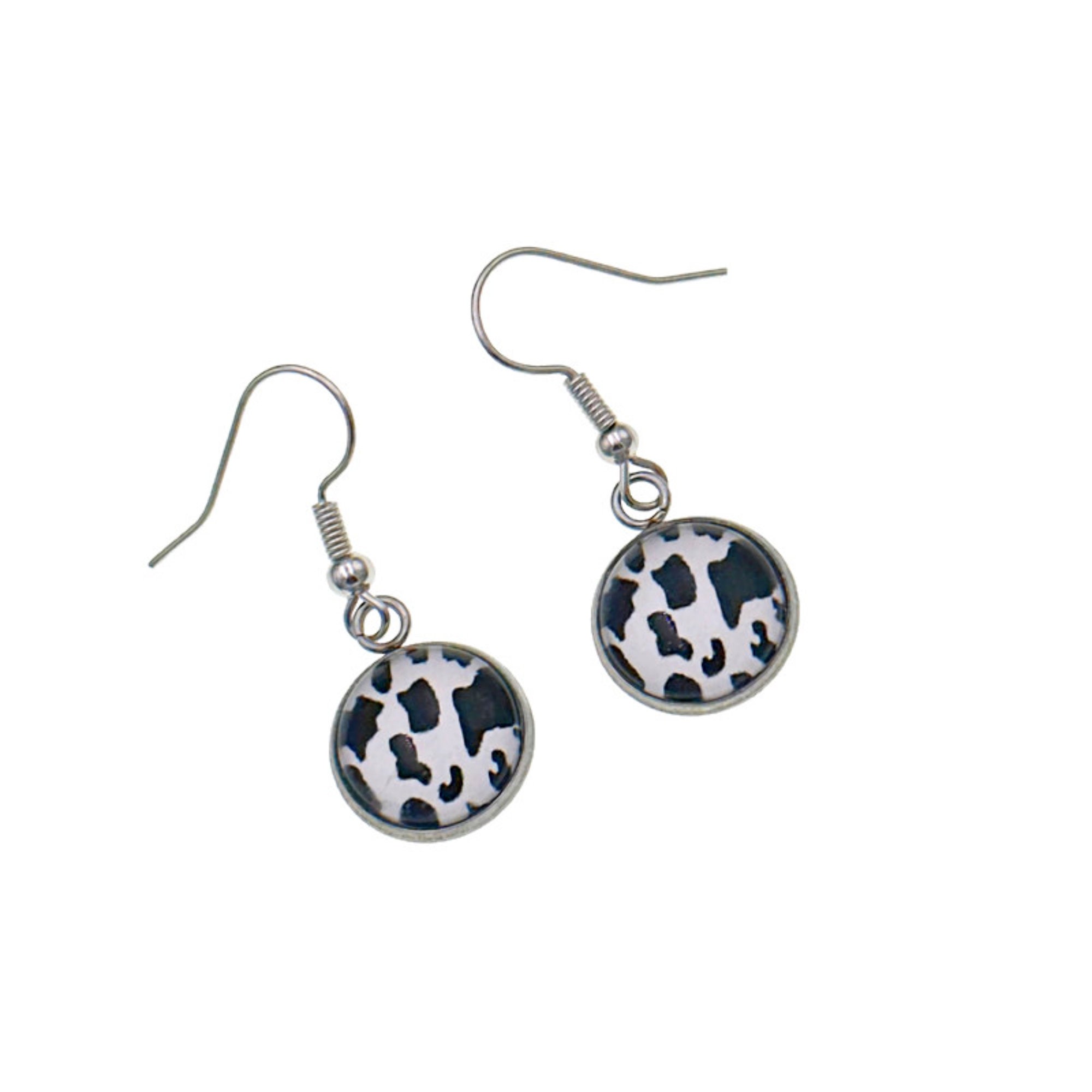 Cow Print Earrings, Farm Earrings, Cow Earrings, Cow Dangle Earrings ...