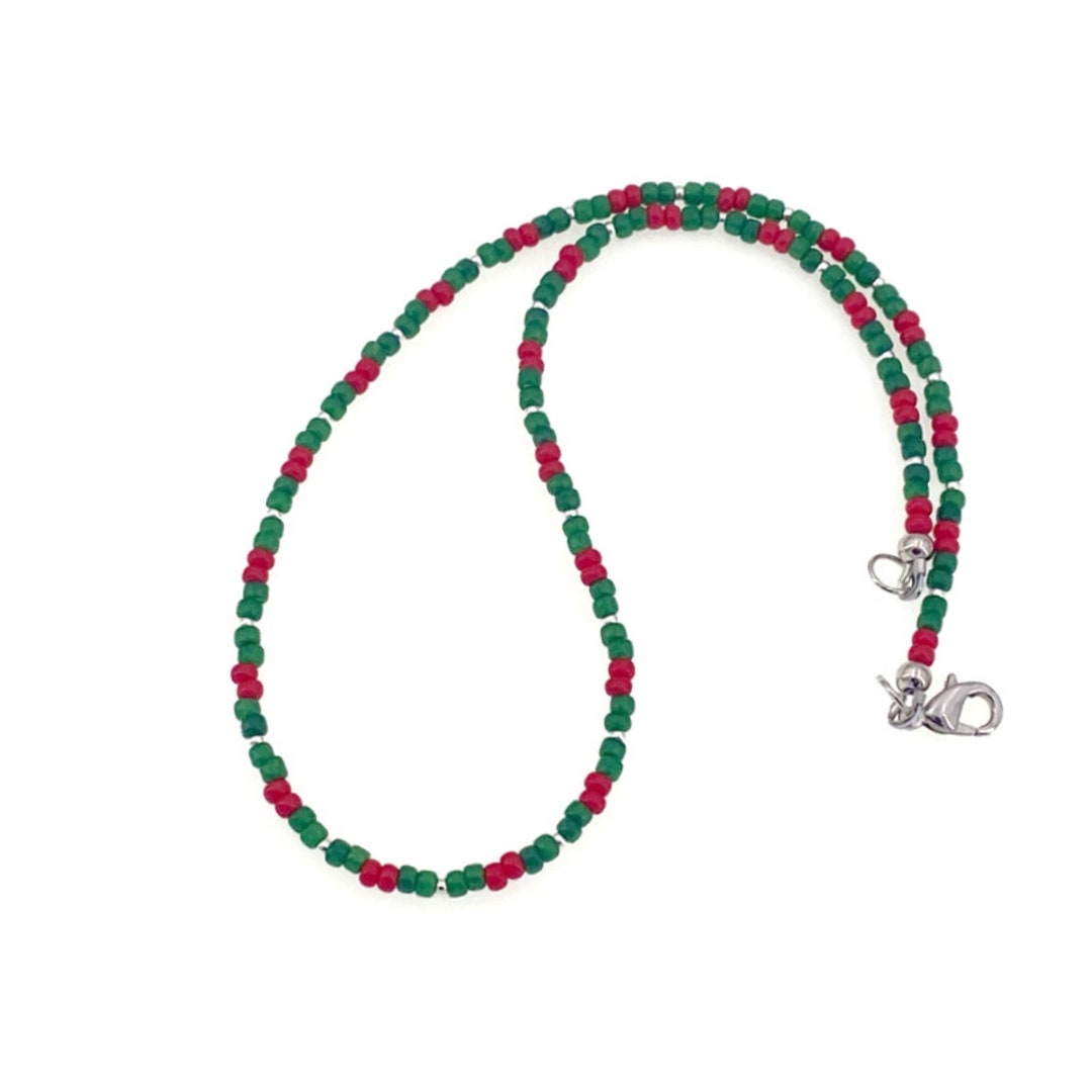 Christmas Seed Bead Necklace, Christmas Choker, Christmas Beaded ...