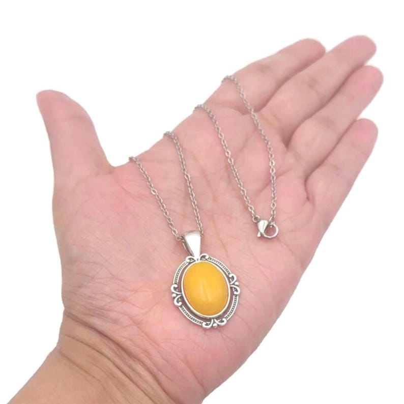Yellow Jade Pendant, Yellow Pendant Chain, Yellow Pendant Necklace ...