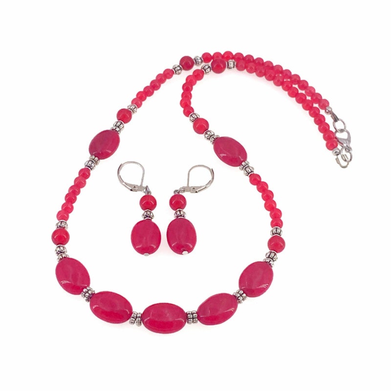 Red Necklace Set - Etsy