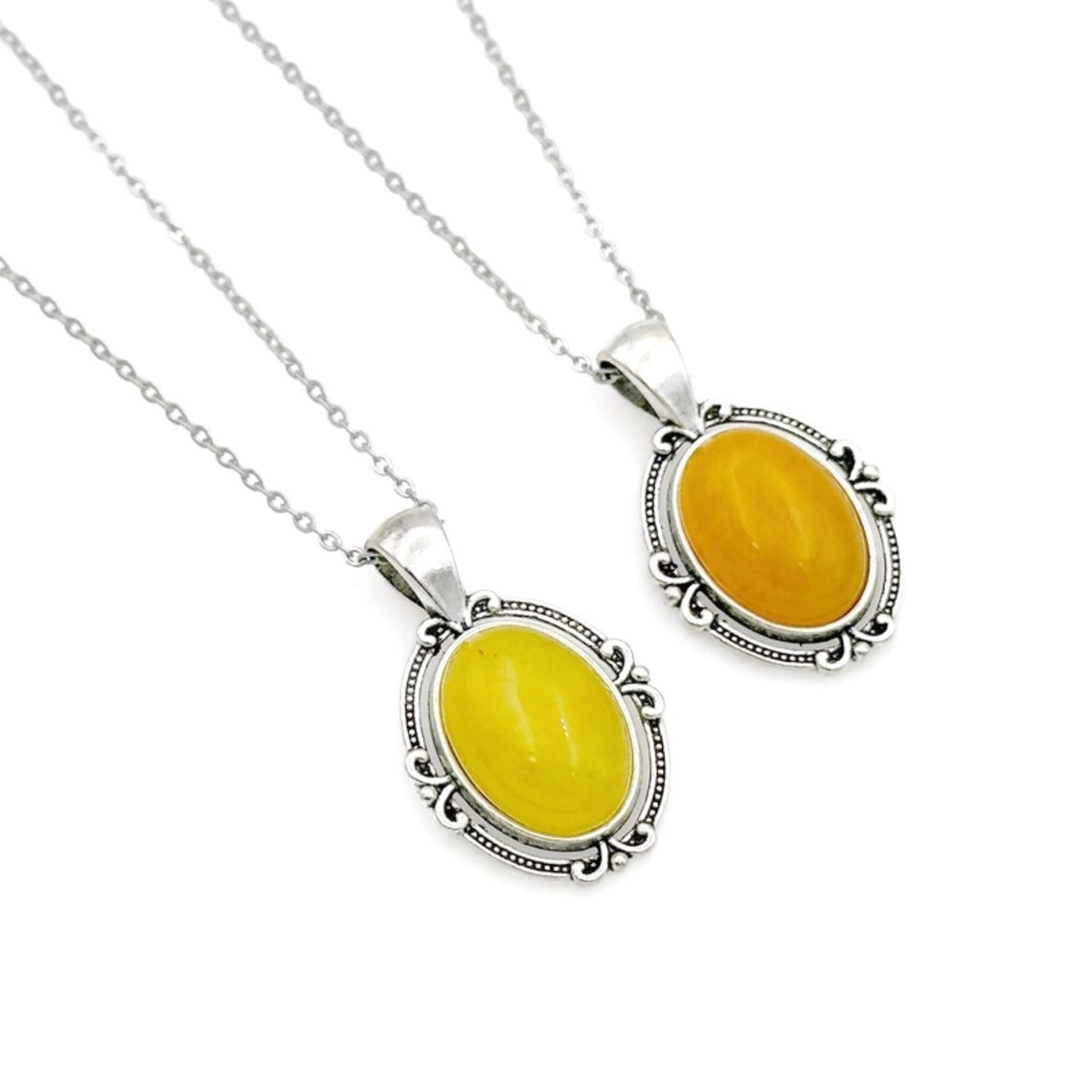 Yellow Jade Pendant Yellow Pendant Chain Yellow Pendant - Etsy