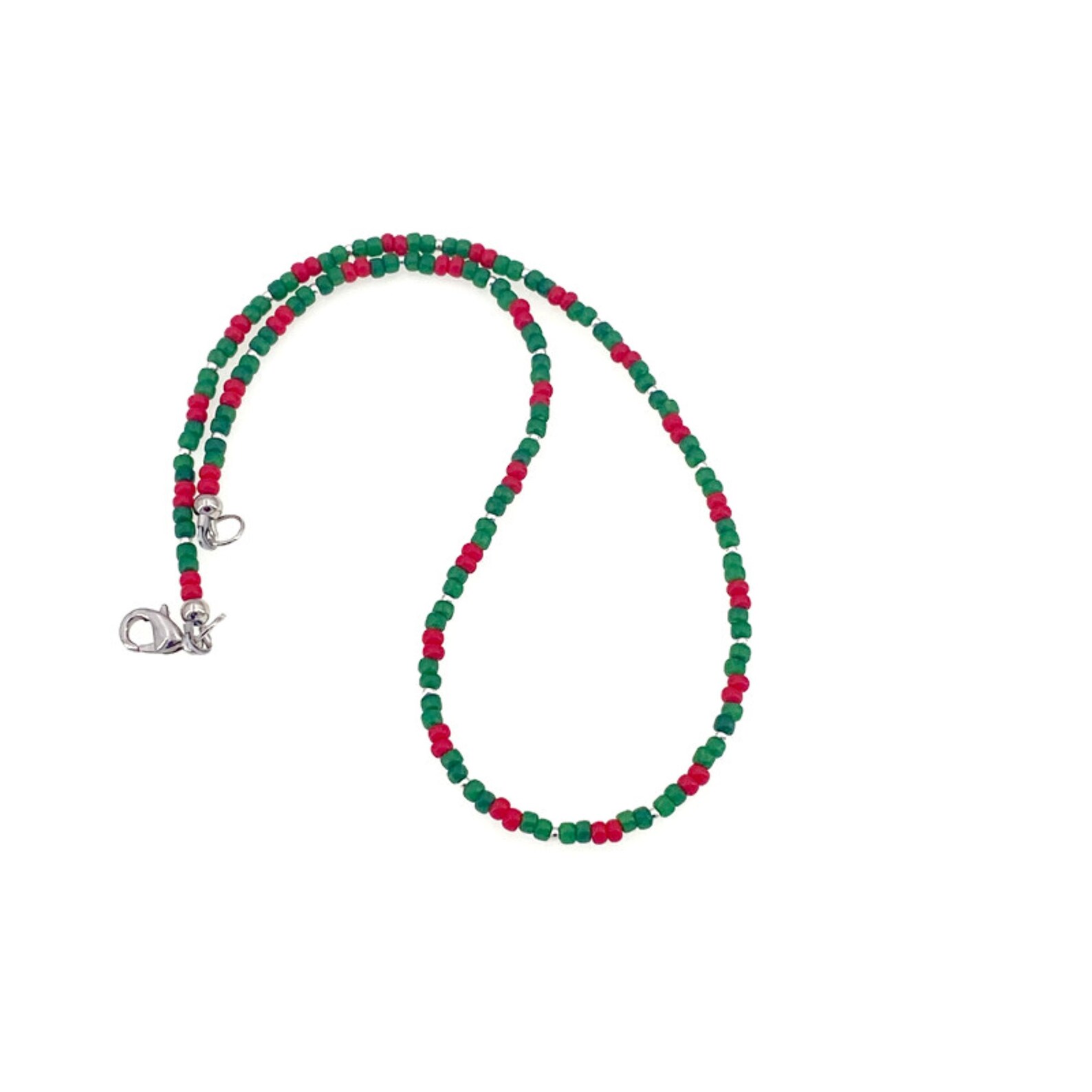Christmas Seed Bead Necklace, Christmas Choker, Christmas Beaded ...