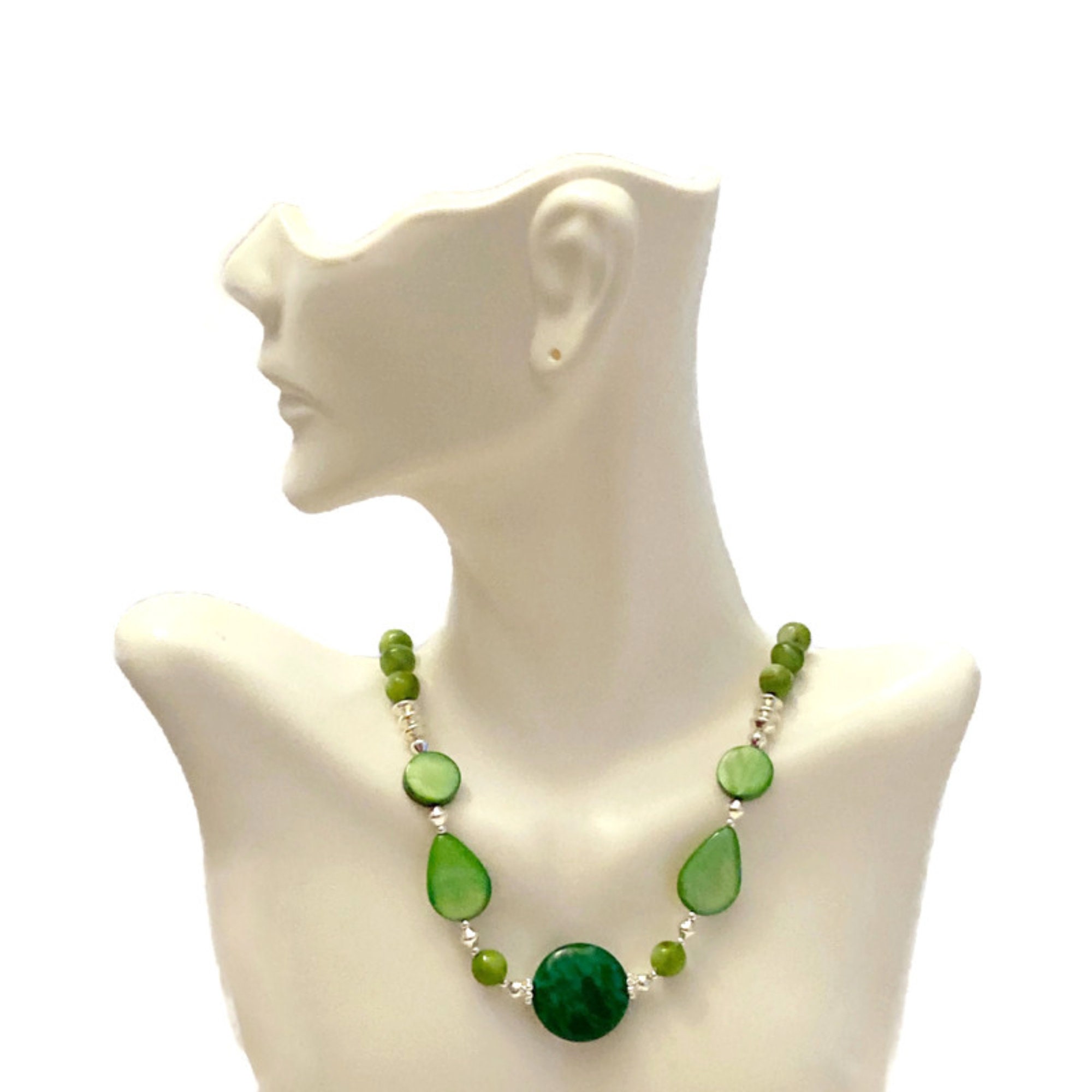Green Shell Necklace, Green Pendant Necklace, Mothers Day Gift, Gift ...