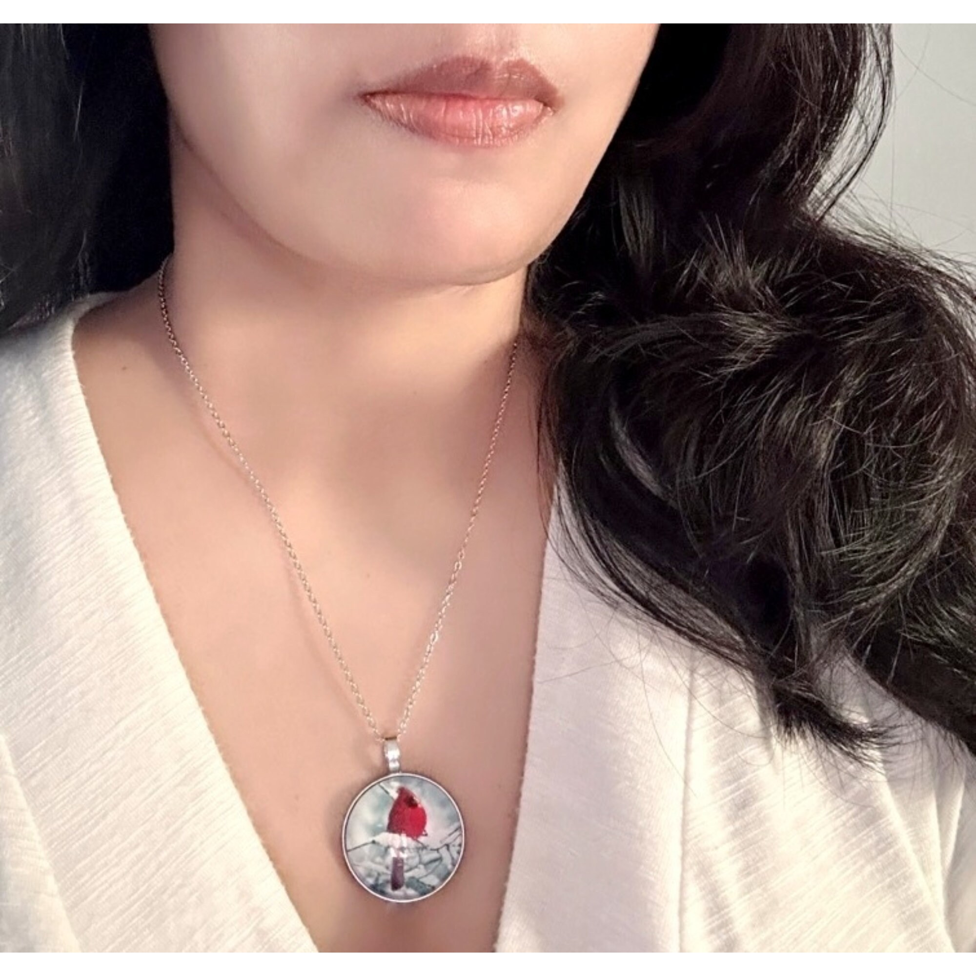 Cardinal Pendant, Cardinal Necklace, Winter Pendant, Cardinal Gifts ...
