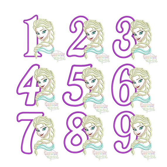 Elsa Birthday Numbers Set 1 to 9 4x4 5x7 6x10 8x8 9x9 | Etsy