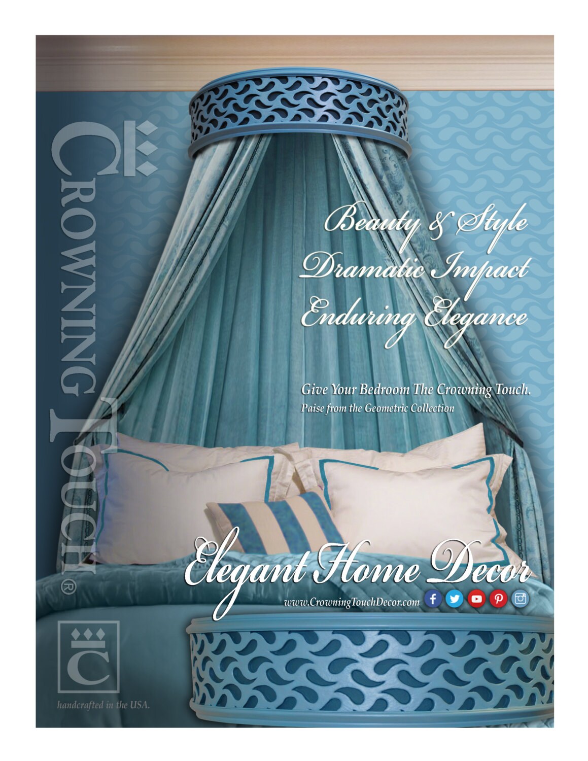 Bed Crown Modern Elegant Handcrafted Geo-paise Bed Crown Teester ...