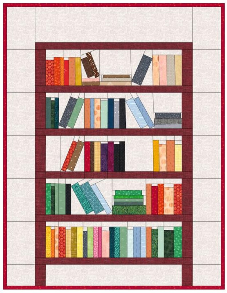 Bookshelf Quilt Pattern: Modern Paper Piecing Wall Hanging (PDF Pattern ...