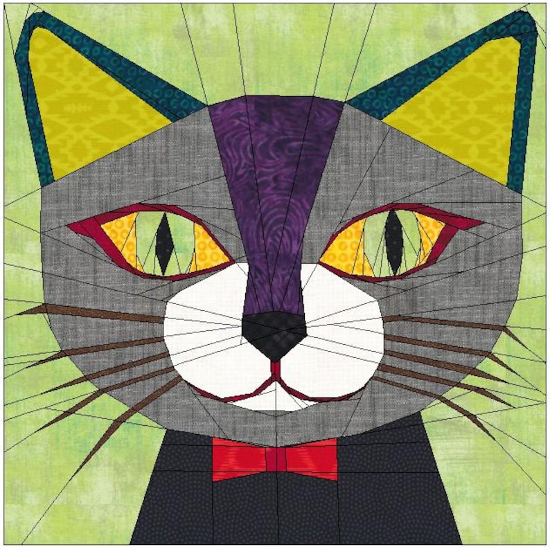 Cat 17” Quilt Block Pattern – Dilly FPP for Confident Beginner ...