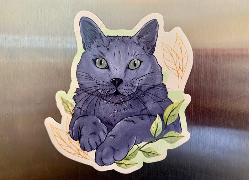 Grey Cat MAGNET Chonky Russian Blue Cat Magnet - Etsy