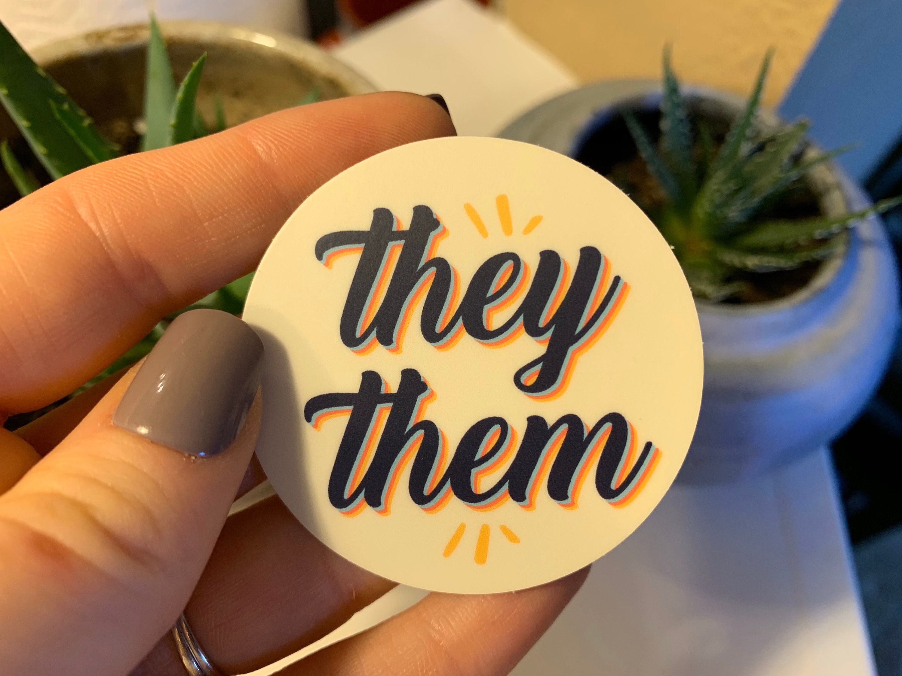 They/Them Pronoun Sticker 2 Diameter Vinyl | Etsy