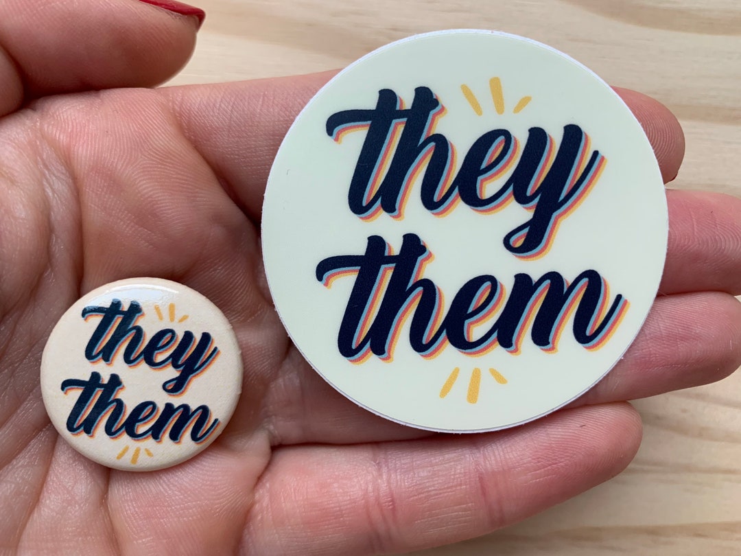 Sie/Them Pronomen Button 2,5 cm Durchmesser und passender 5 cm ...