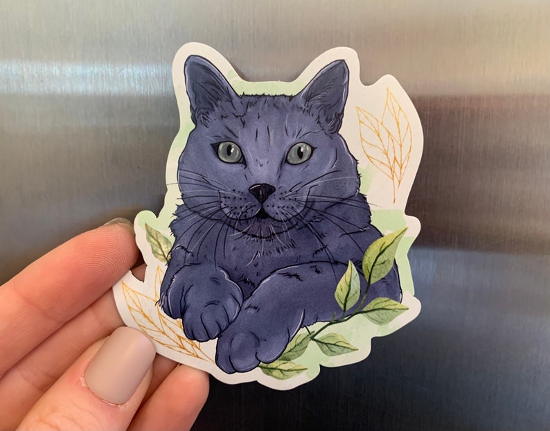 Grey Cat MAGNET Chonky Russian Blue Cat Magnet - Etsy