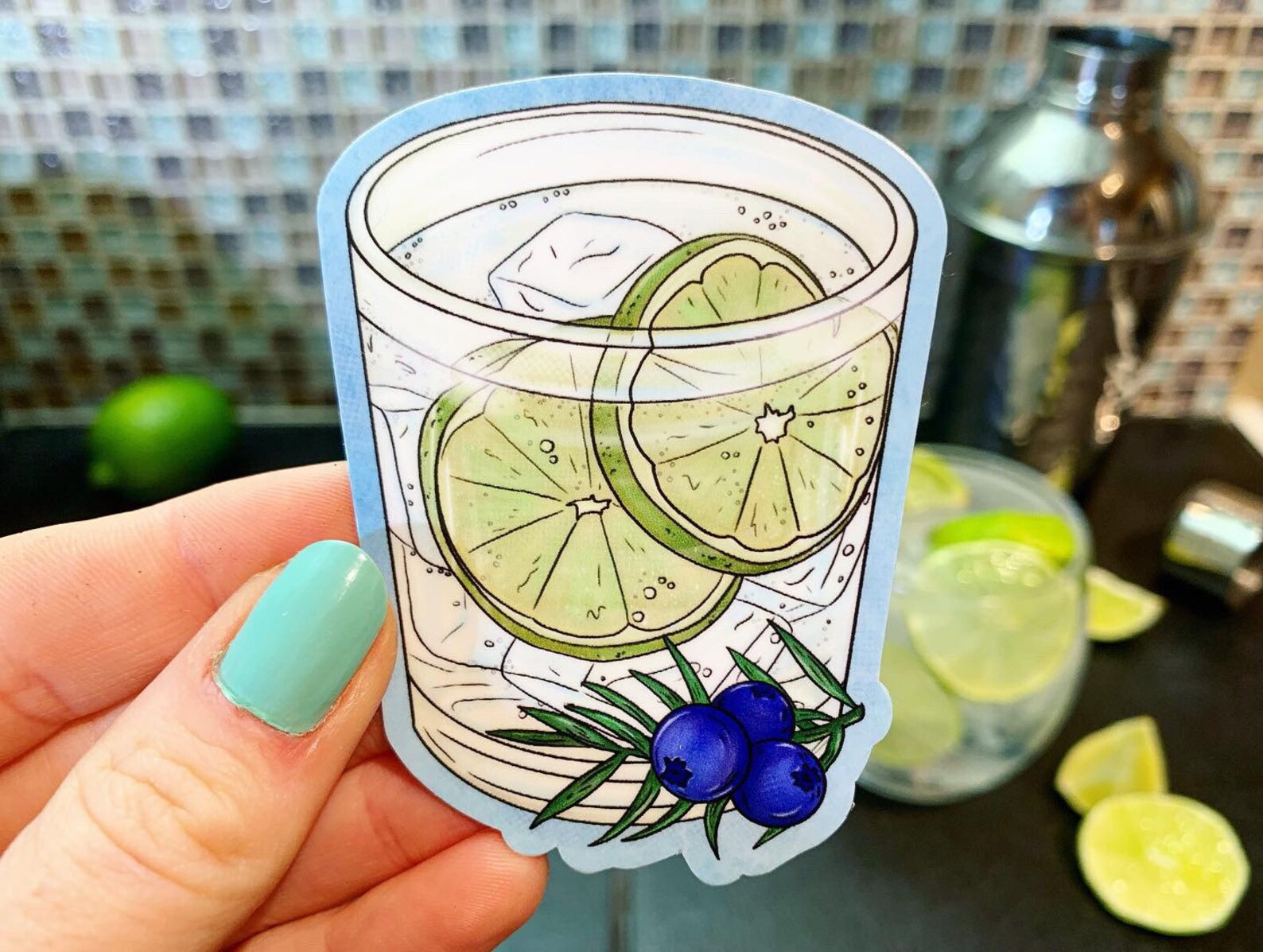 Gin & Tonic STICKER Original Procreate Drawing on Waterproof - Etsy