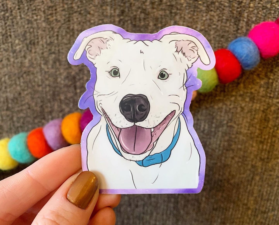 Pitbull Sticker - White Pitty Illustrated Vinyl Decal - Etsy